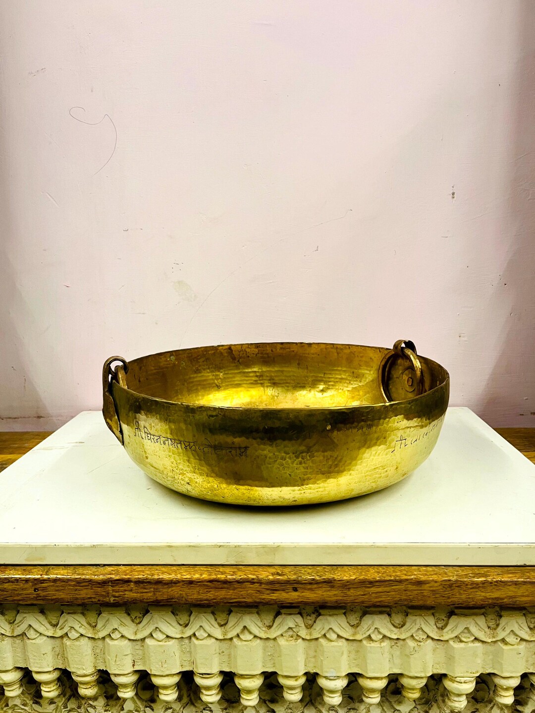 Indian Antique Brass Kitchenware Cooking Kadai, Frying Vessel Vintage ...
