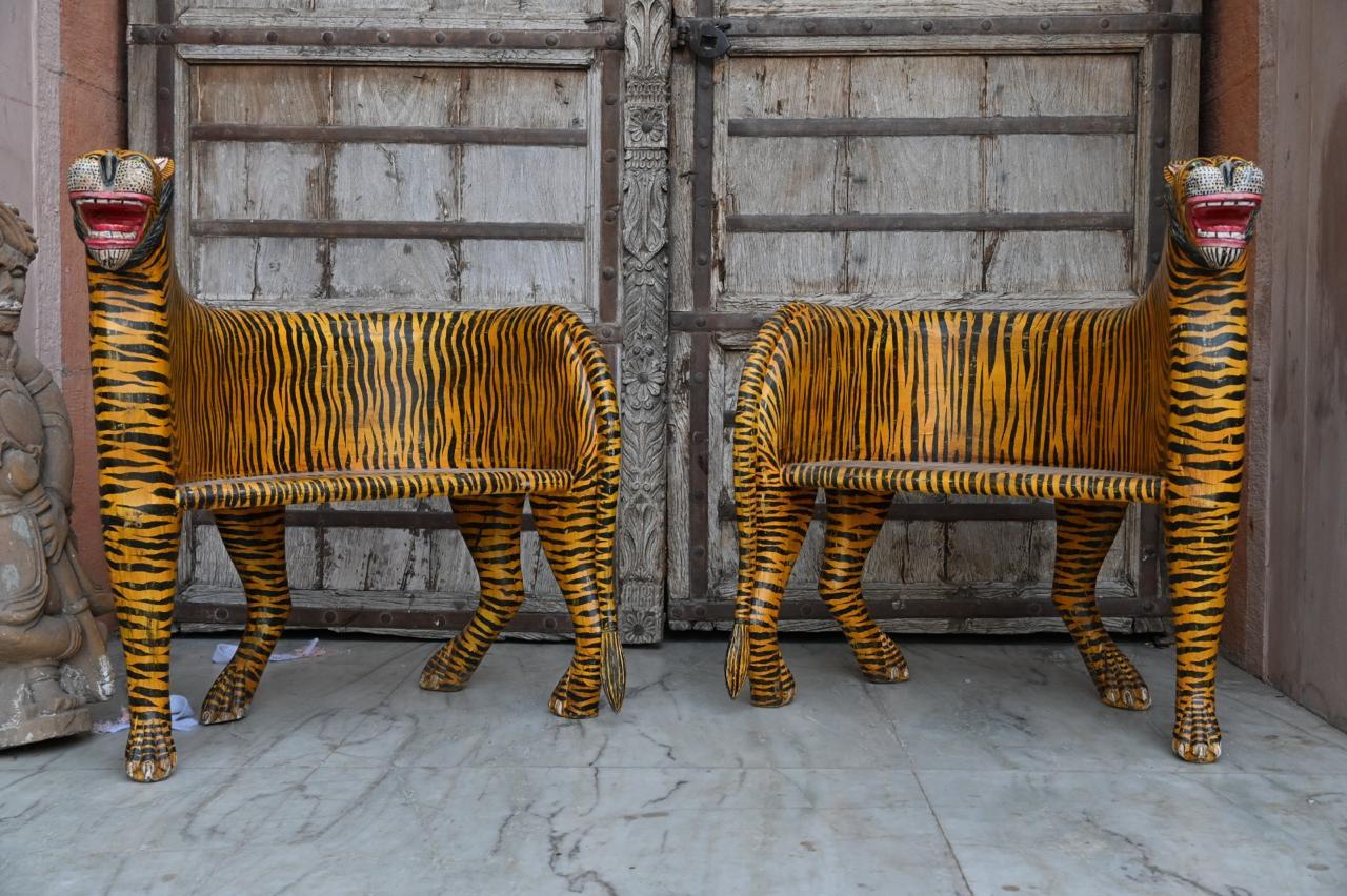 Baby Tiger Ethnic Chair, Wooden Tiger Chair, Accent Furniture, Vintage ...