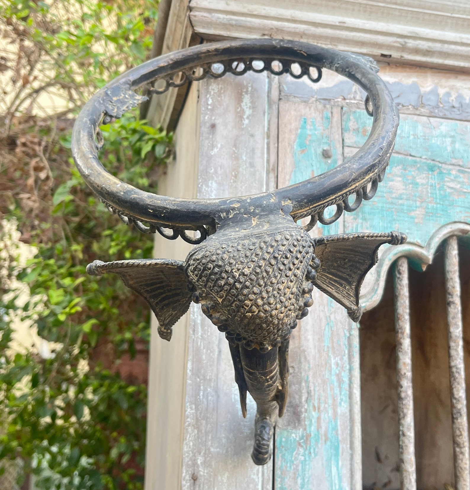 Bronze Elephant Head Statue, Old Ethnic Handicraft Mask, Wall Hanging ...