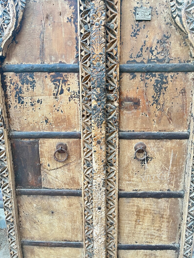 Wooden Carved Distressed Door, Ethnic Wall Decor, Indian Handicraft ...