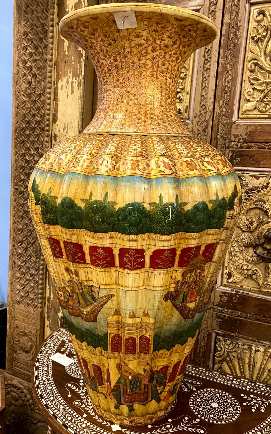 Indoor Planter, Wooden Bone Inlaid Decorative Pot, Mughal Artwork ...