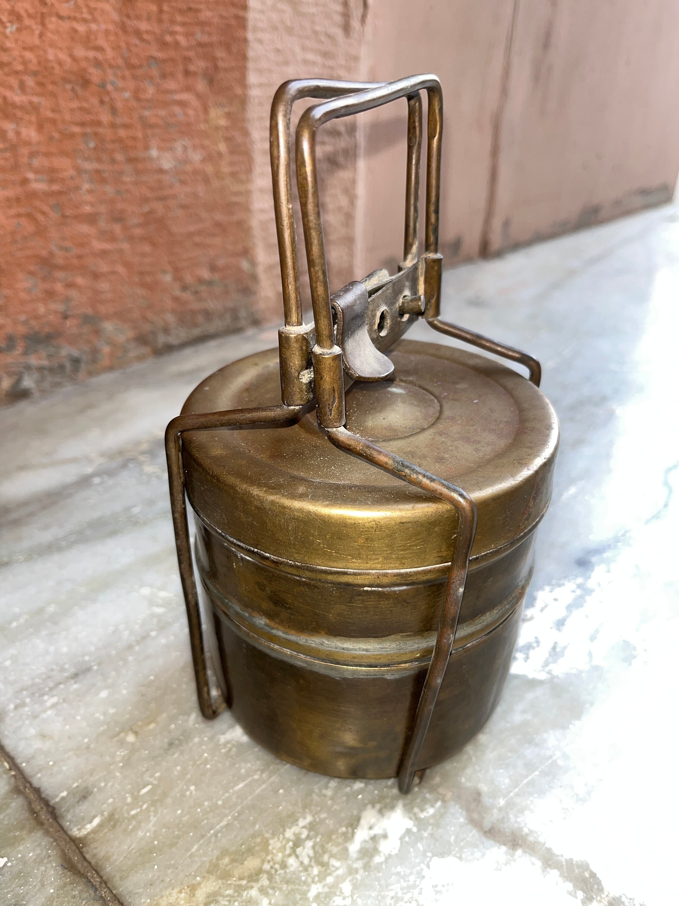 Brass Lunch Box With 2 Compartments Indian Kitchen Decor - Etsy