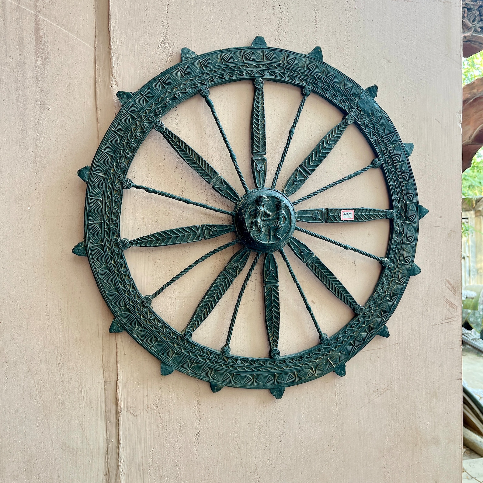 Marwari Carved Wall Clock in Brass, Wall Hanging, Handcrafted Wheel ...