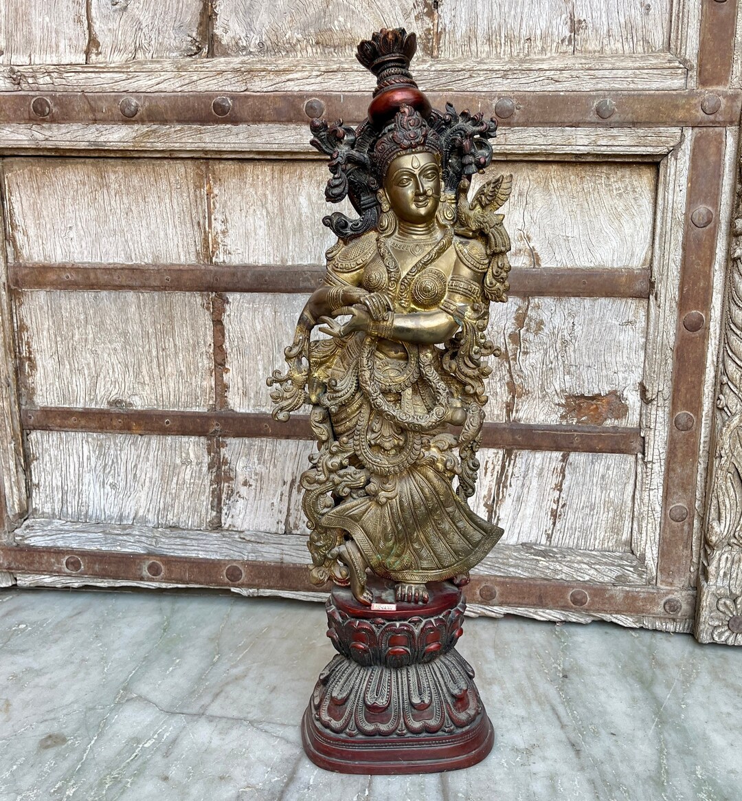 74CM Large Size Brass Radha Statue, Flute Radha, God of Love, Hare ...