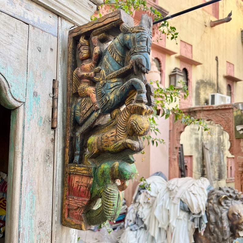 Wooden Painted Horse and Yali Wall Panel,fine Carved Animal Corbels ...