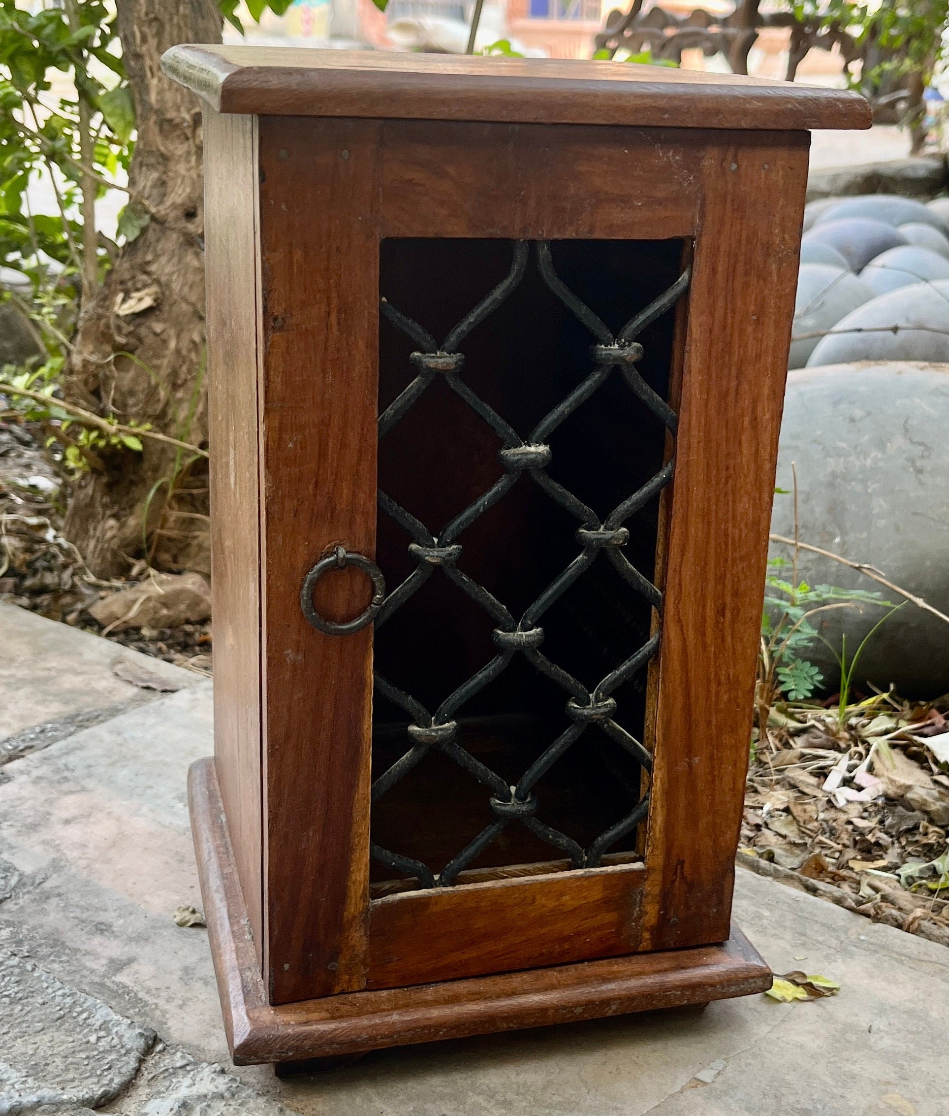 Antique Wooden Storage Cabinet, Memory Side Box, Carved Buffet, Old ...