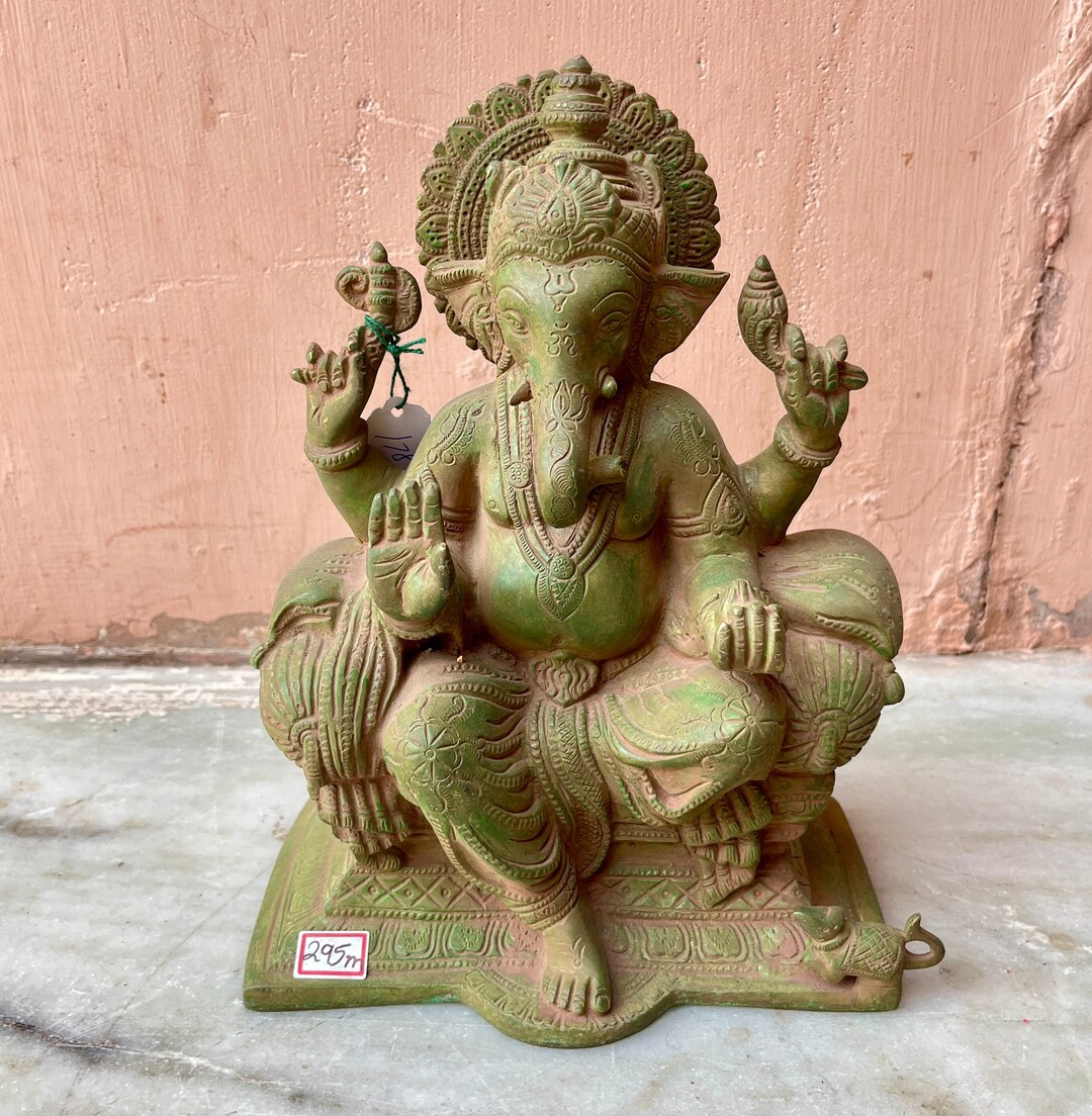 Old Spiritual Idol, Good Luck God, Lord Ganesha Bronze Carved Statue ...
