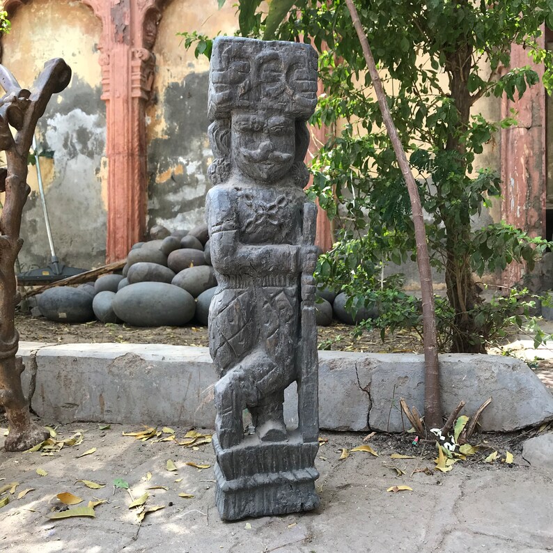 Rajasthani Durban, Gate Keeper, Rare Wooden Carved Rustic Watchman ...