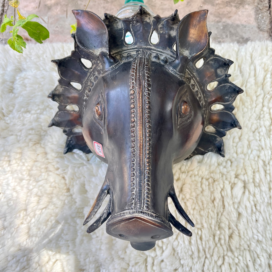 Bronze Statue, Bhuta Mask, Indian Varaha Head the Boar Avatara of Lord ...