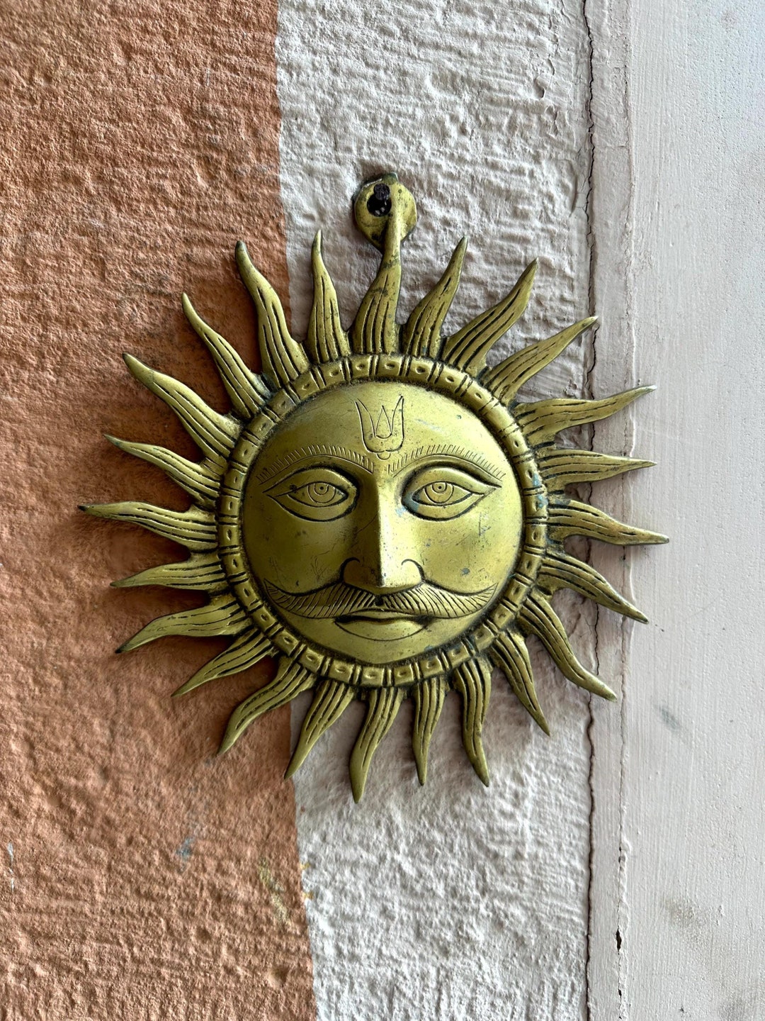 Brass Sun Face Statue Idol, Surya Religious Idol, Wall Hanging & Decor ...