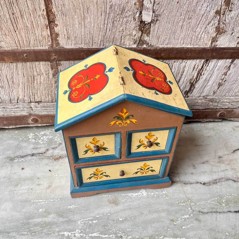 Engraved Carved Wooden Jewelry Box With Drawers,hand Painted ...