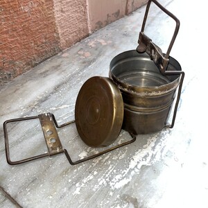 Brass Lunch Box With 2 Compartments, Indian Kitchen Decor, Antique Old ...