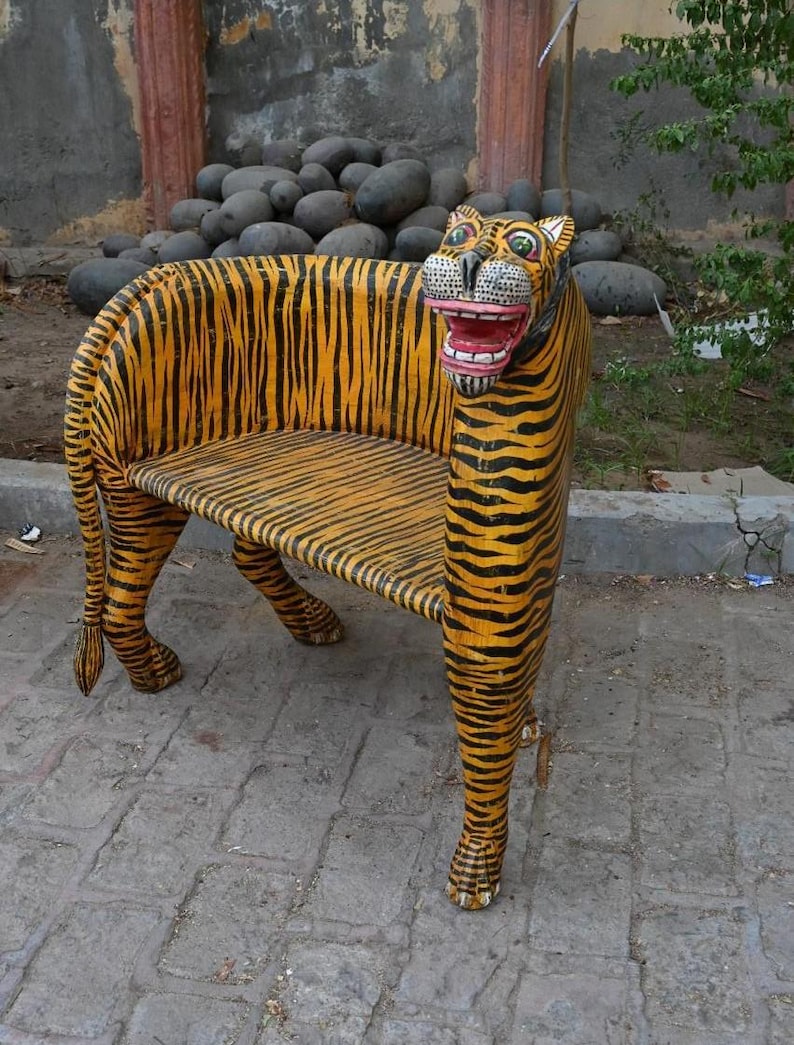 Baby Tiger Ethnic Chair, Wooden Tiger Chair, Accent Furniture, Vintage ...