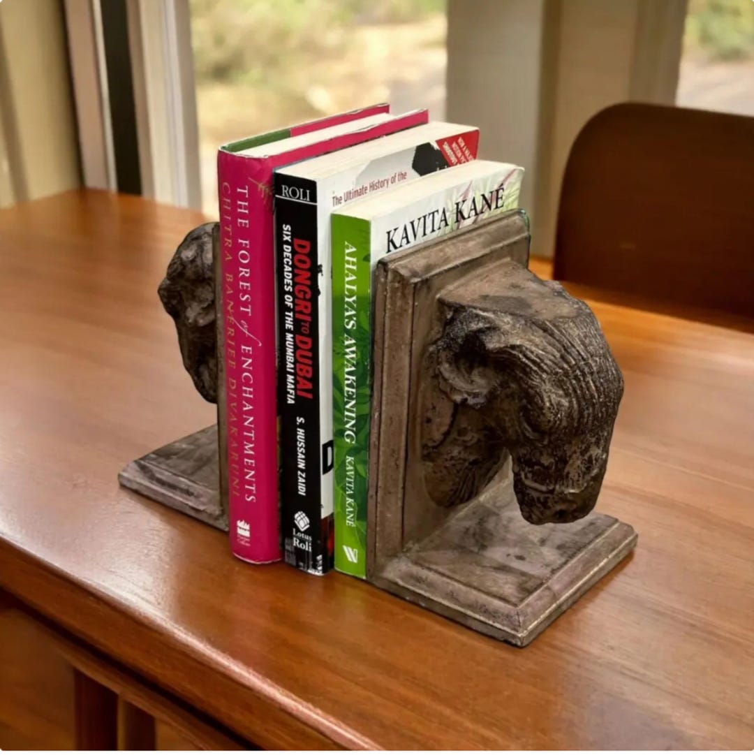 Antique Stone Finish Tiger Bookend Set, Bookend, Wood Artwork, Wood ...