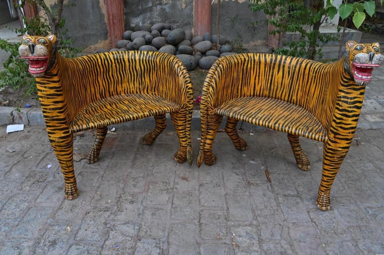 Baby Tiger Ethnic Chair, Wooden Tiger Chair, Accent Furniture, Vintage ...