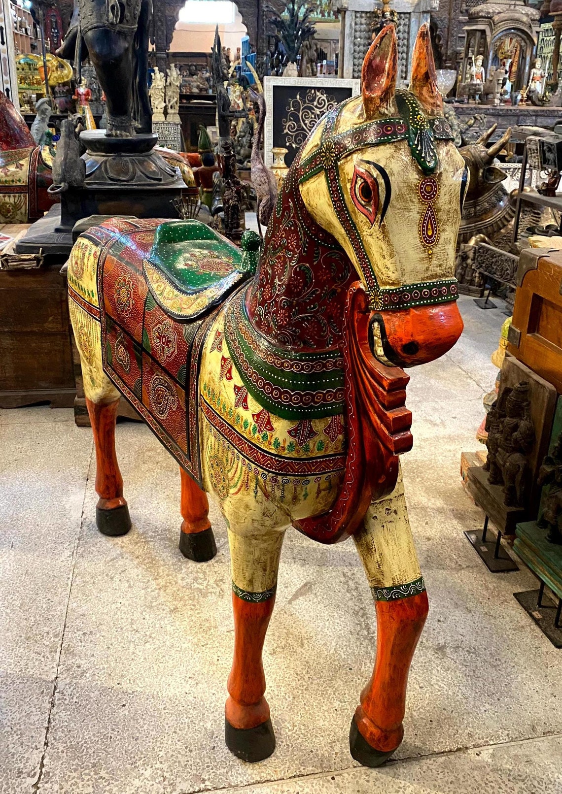 Rajasthani Traditional Art, Beautiful Painted Wooden Horse Statue ...