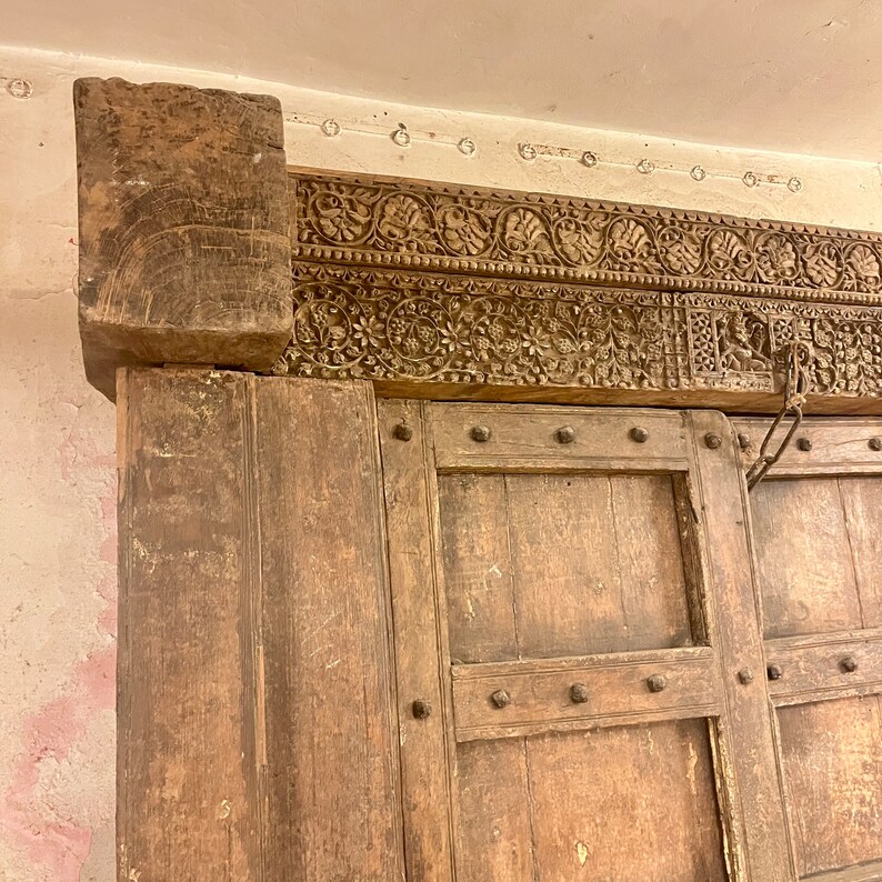 Rustic Wooden Handcrafted Door, Hand Carved, Indian Door, Distressed ...