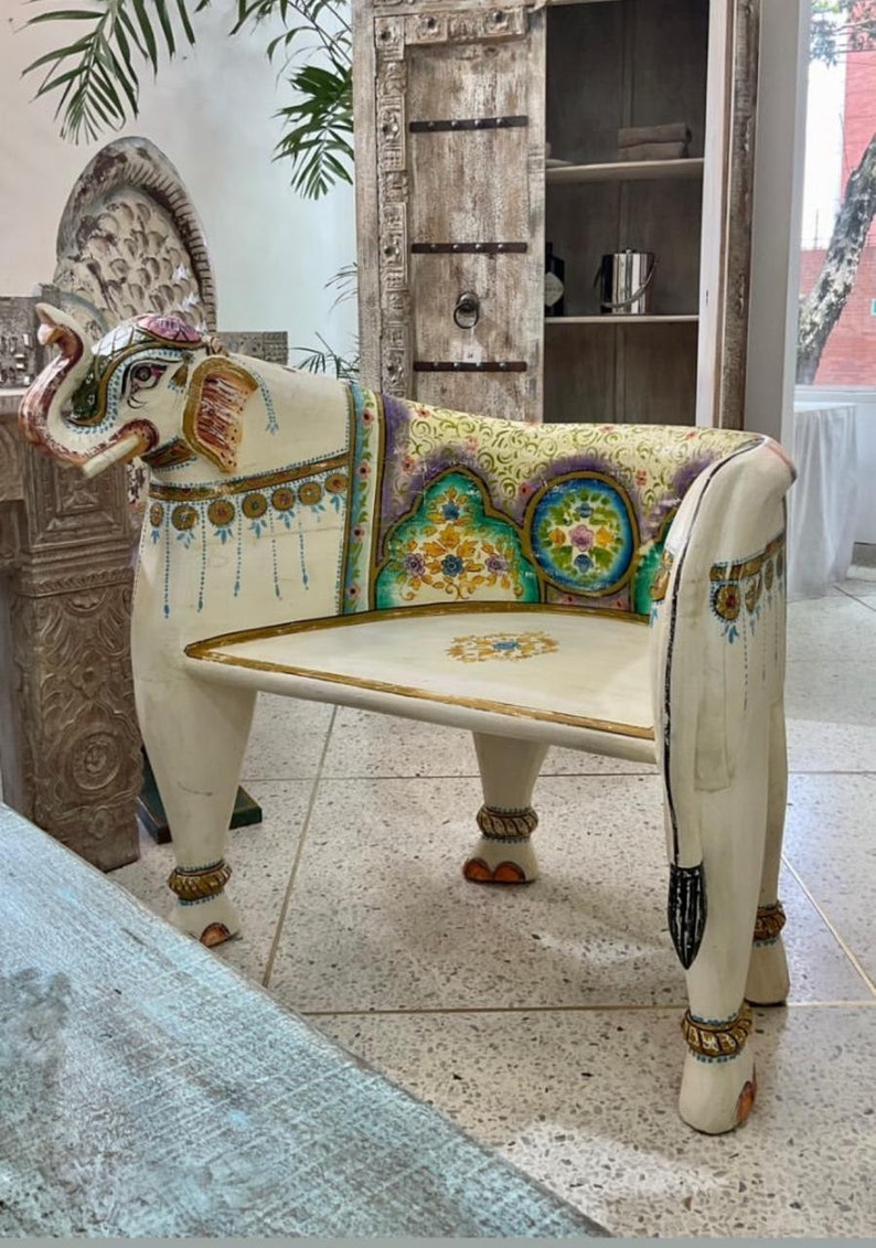 Maharaja Indian Chair, Vintage Look Hand Painted Horse Animal Chair ...
