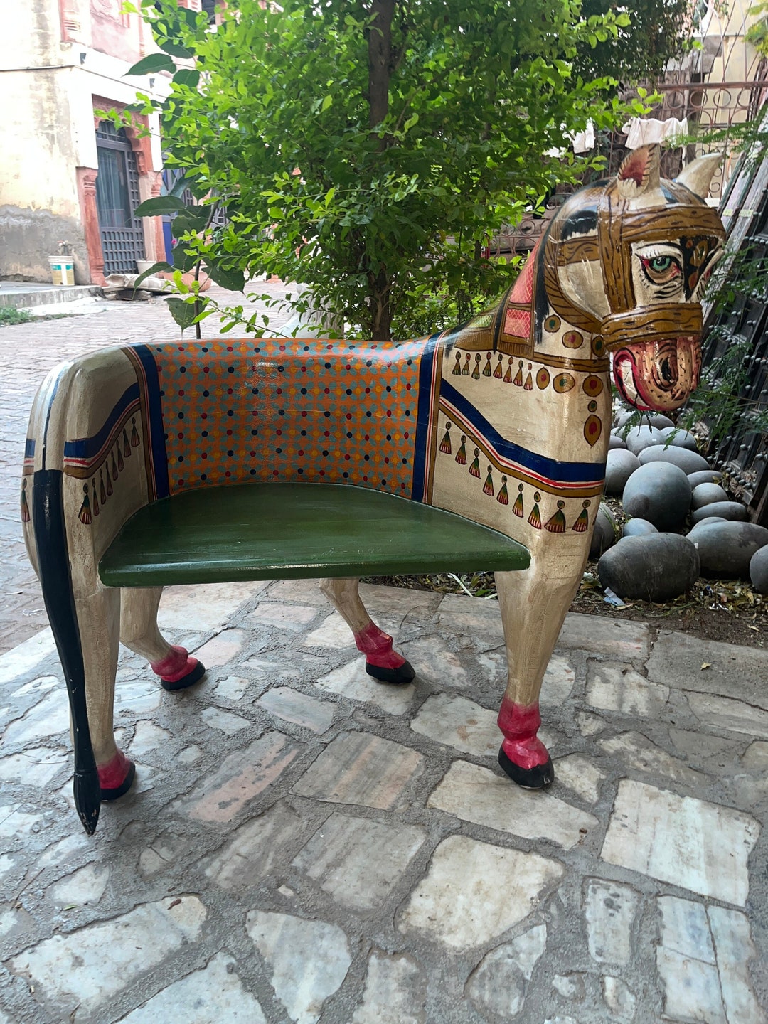 Vintage Mid Century Rocking Horse Chair, Rustic Home Decor, Ethnic ...