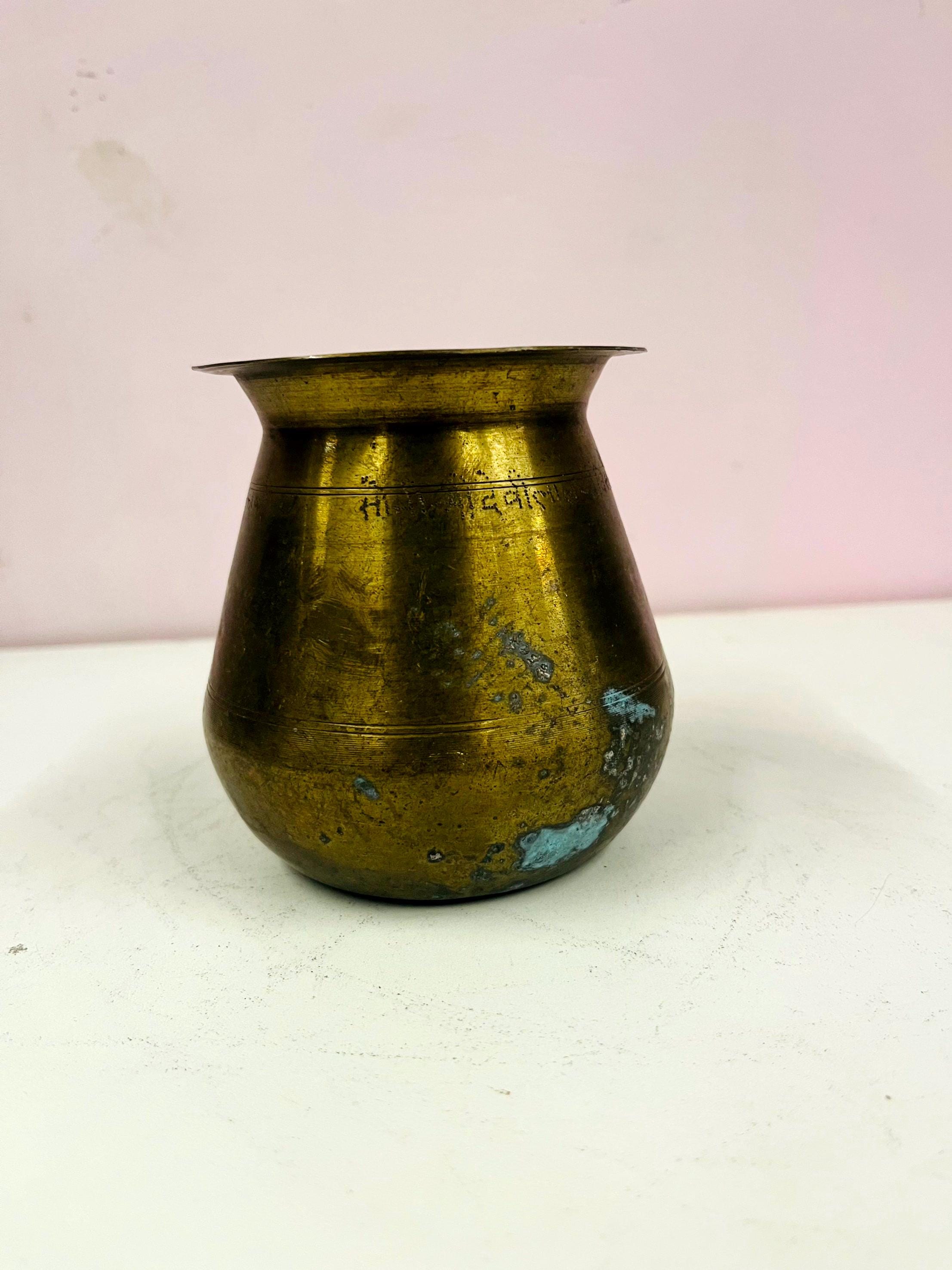 Antique Indian Brass Lota Hindu Puja, Hinda Lota Kalash Vintage ...