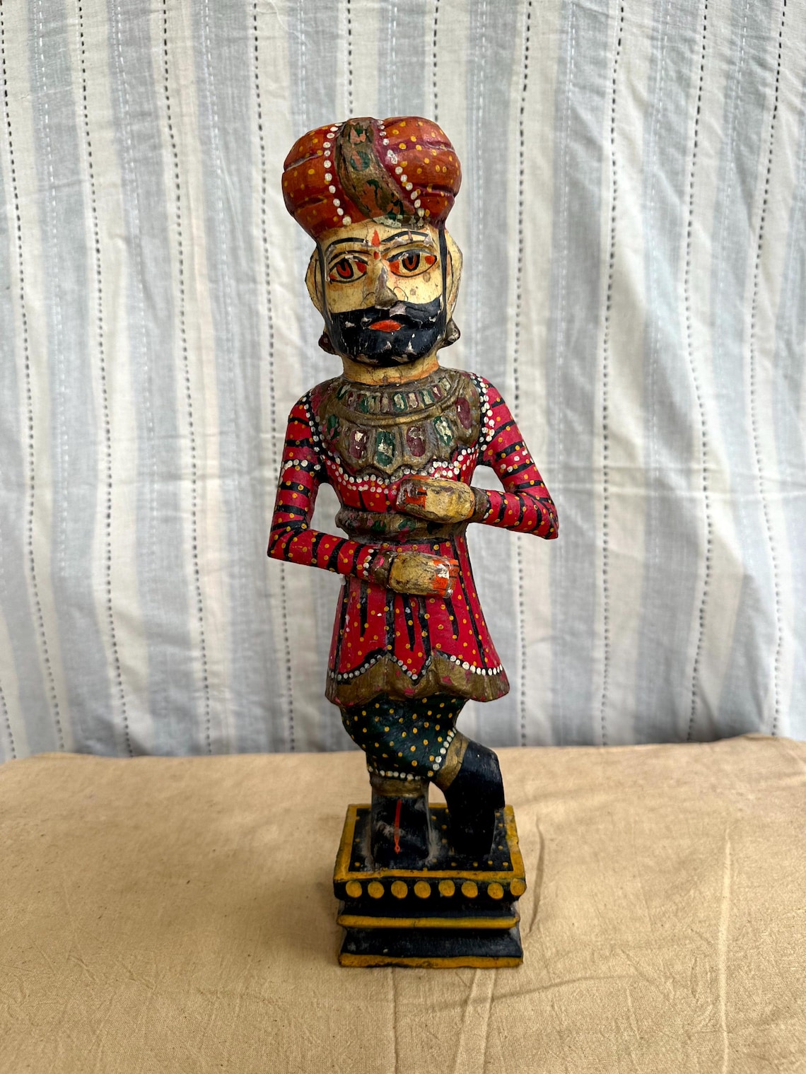 Handicraft Chowkidar, Wooden Carved Painted Watchman Statue, Indian ...