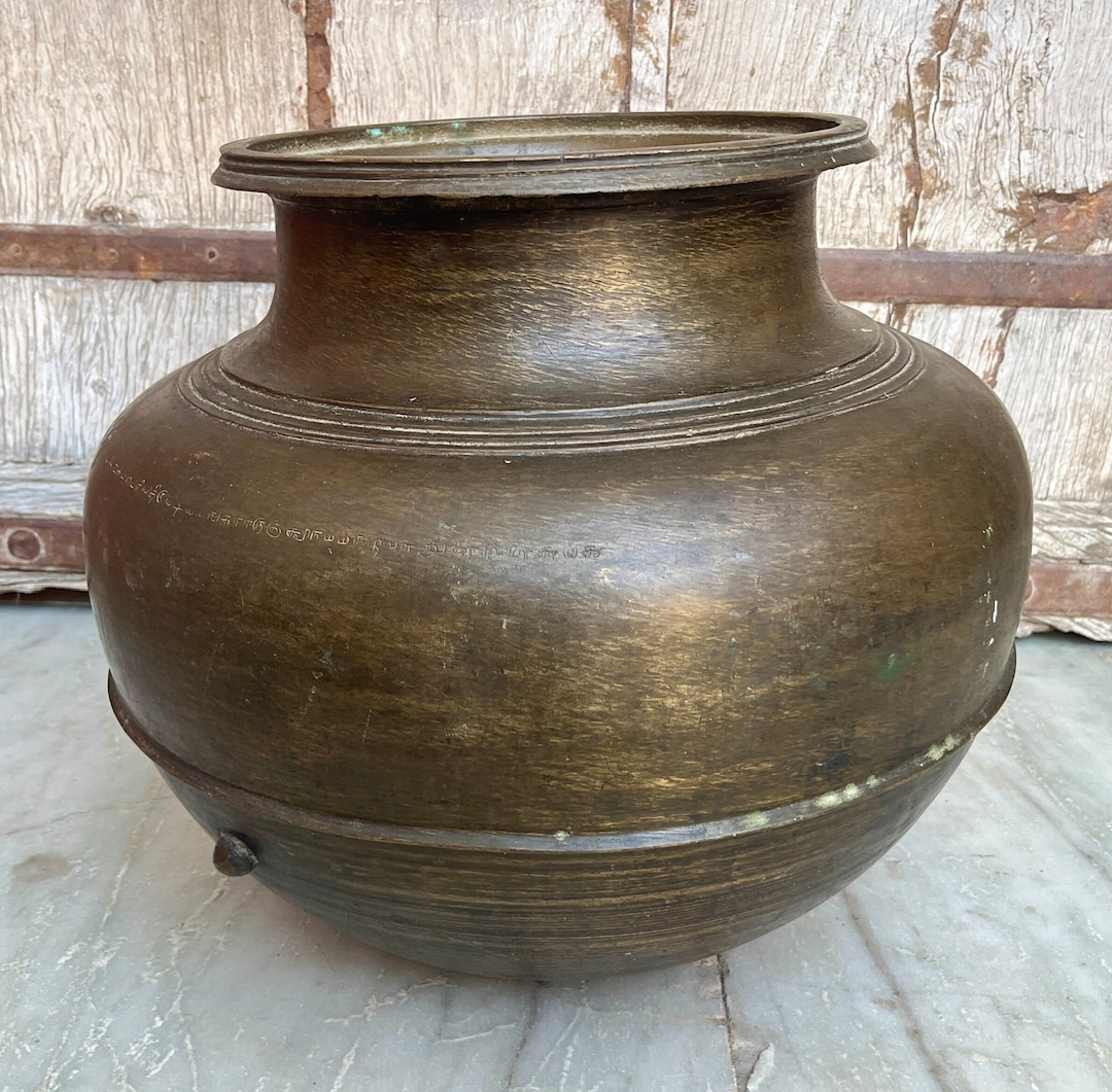 Antique Pure Brass Water Pot, Vintage Collectible Piece, Designer Pot ...