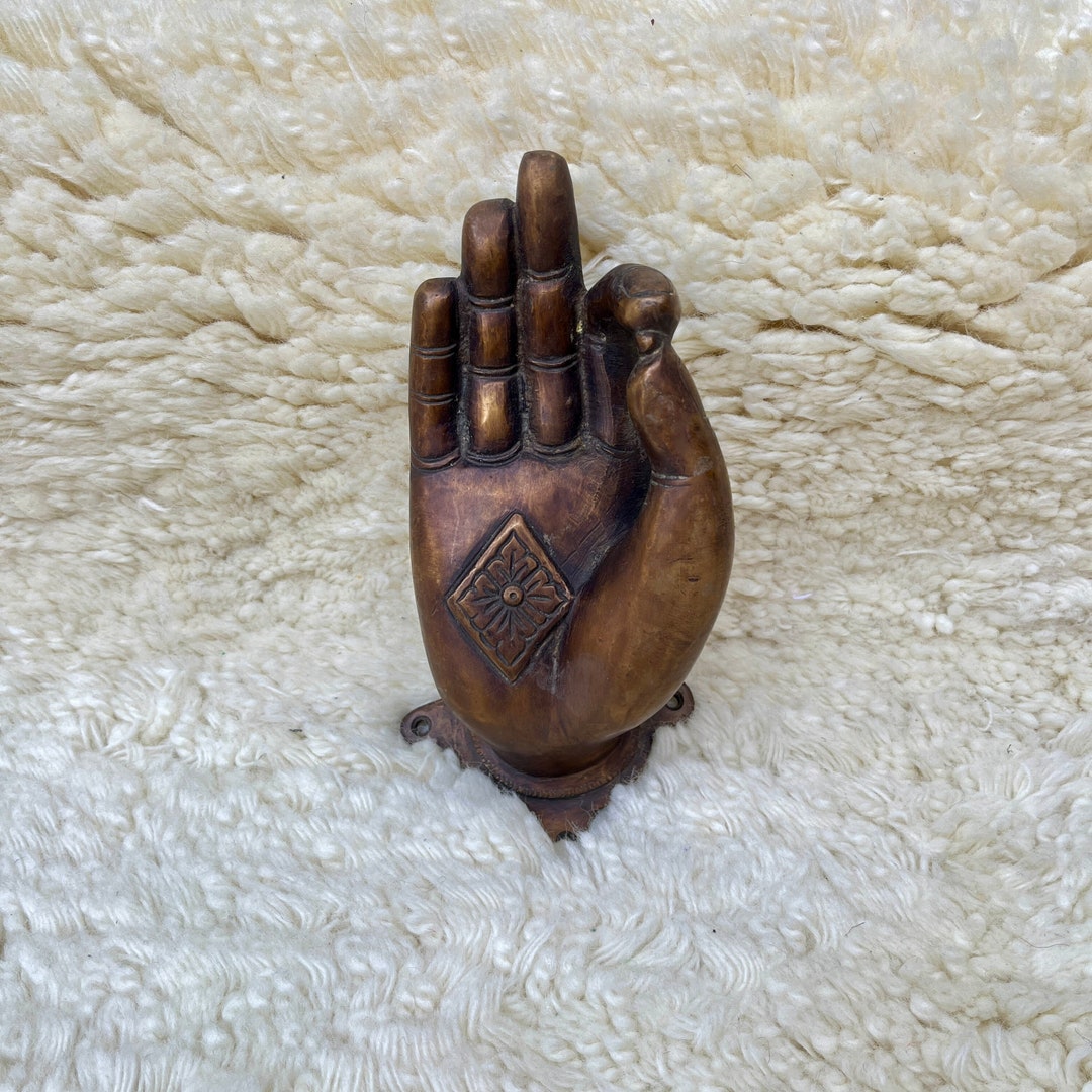Beautiful Vitarka Mudra Buddha's Hand Door, Hand Carved Bronze Handles ...