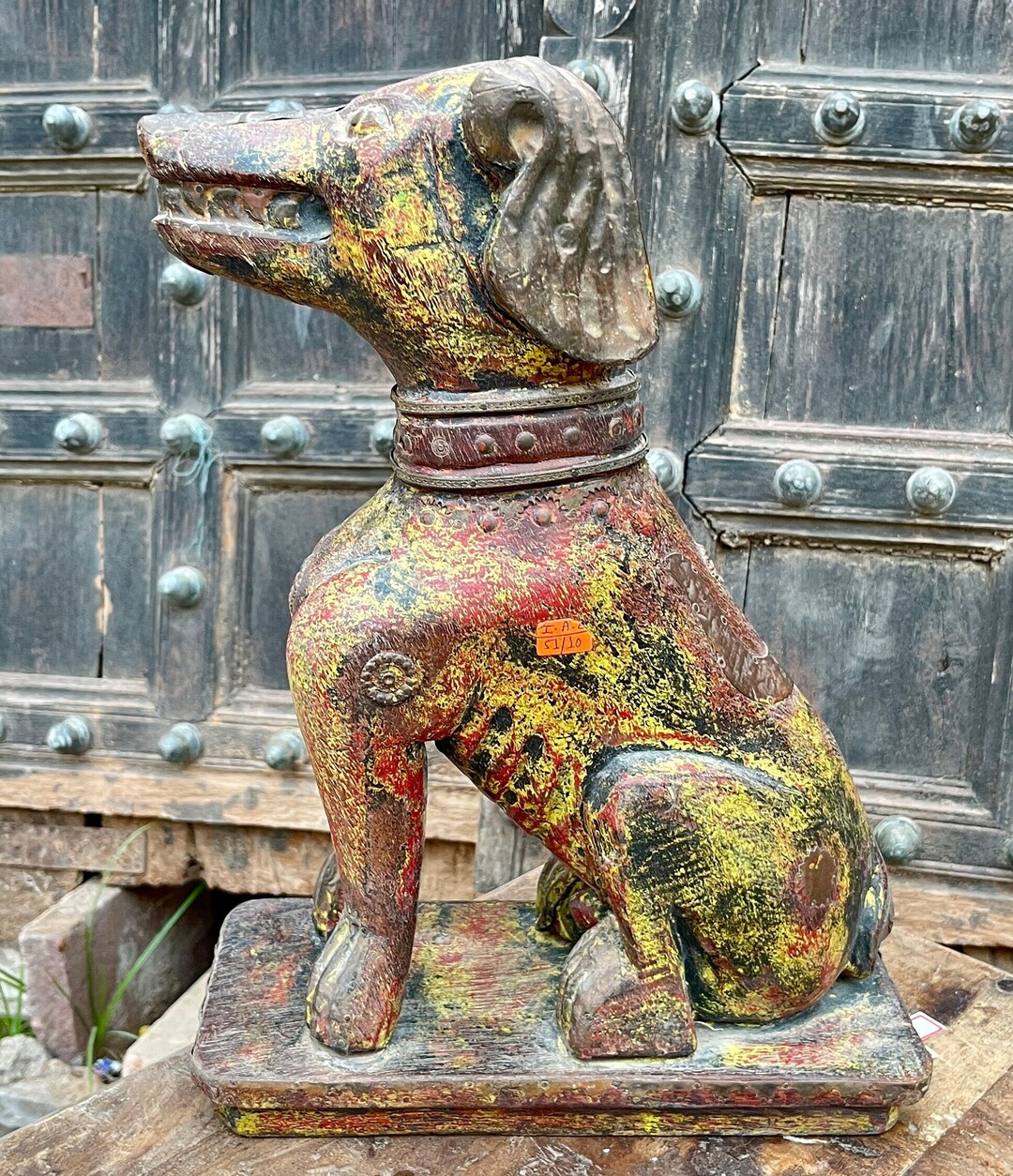 Rustic Hand Painted Wooden Dog Sculpture, Hand Carved, Ornament, Dog ...