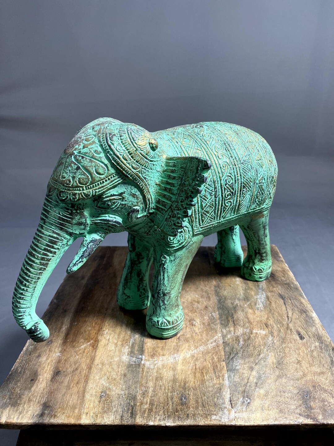 Elephant Figurine, Brass Elephant Statue, Garden Decor, Small Elephant ...