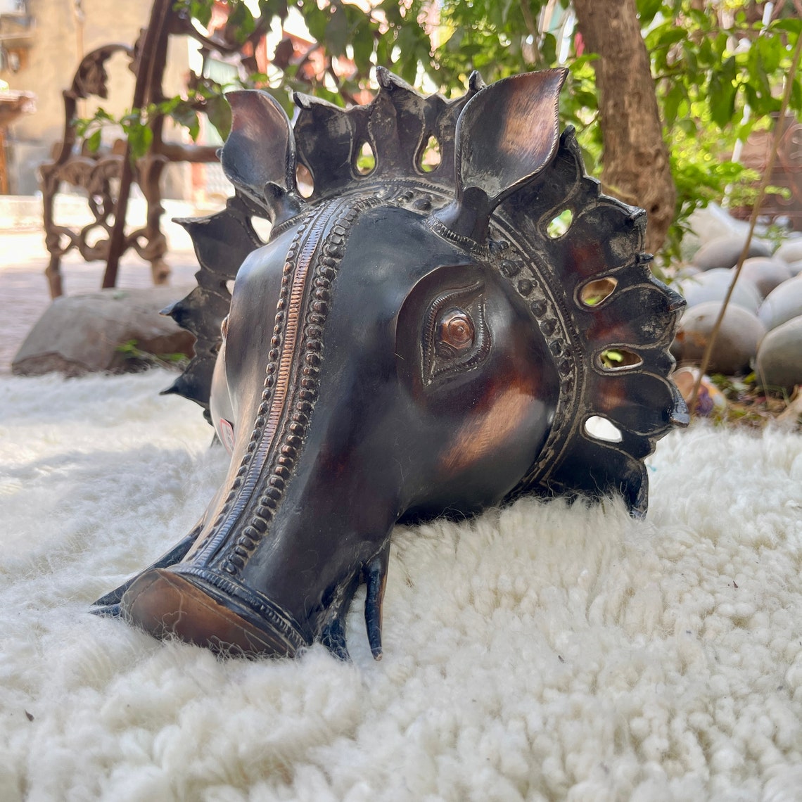 Bronze Statue, Bhuta Mask, Indian Varaha Head the Boar Avatara of Lord ...