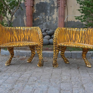 Baby Tiger Ethnic Chair, Wooden Tiger Chair, Accent Furniture, Vintage ...