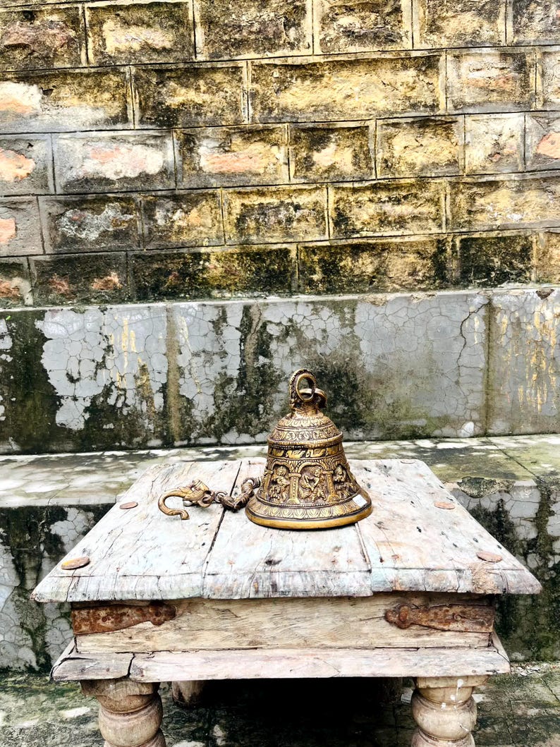Hanging Brass Bell for Home Temple or Puja Mandir, Temple Long Hanging ...