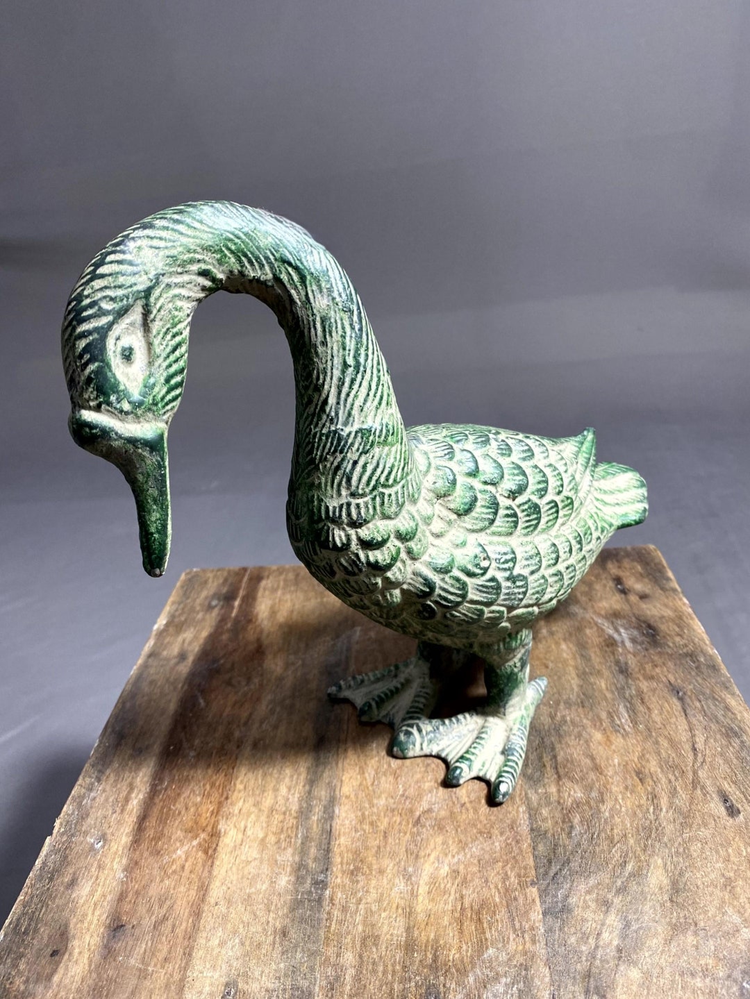 Rustical Duck, Hand Craved Bronze Duck, Elegant Duck, Graceful Bird ...