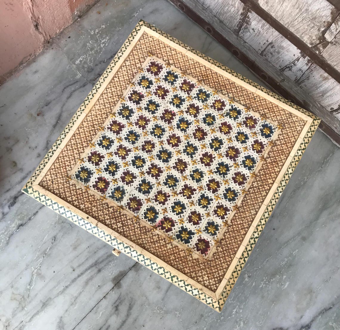 Bone Inlay Traditional Bajot With Drawer, Pooja Chowki,handcrafted ...