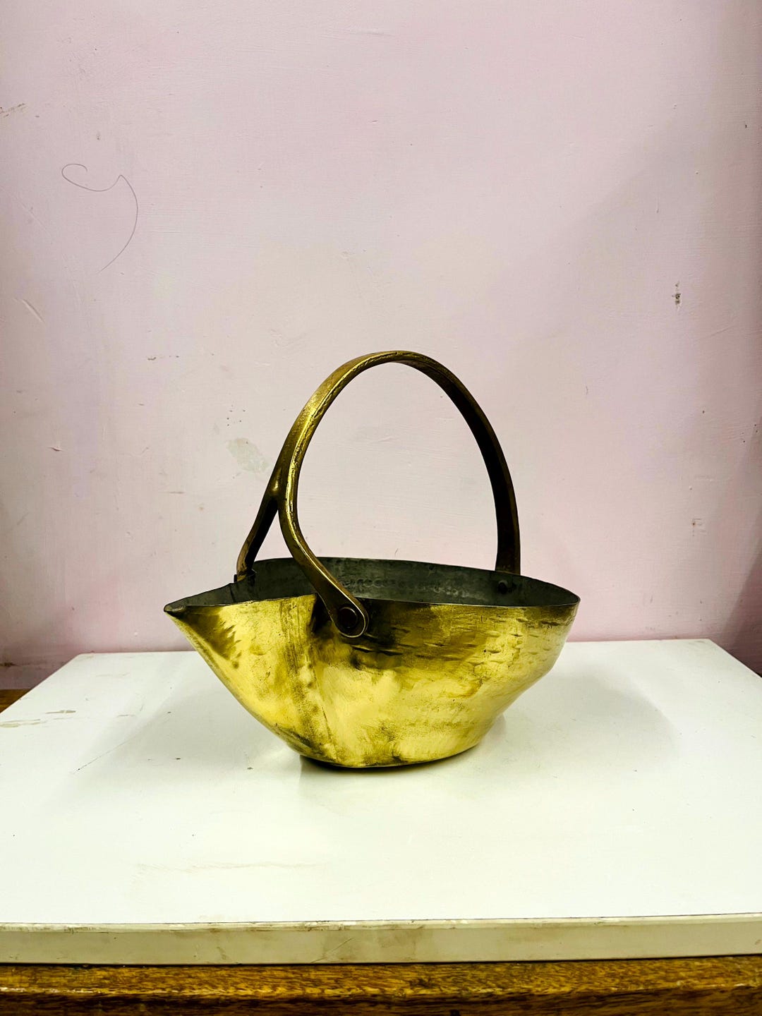 Handcrafted Brass Curry Pot, With Handle Decorative Round Bowl Brass ...