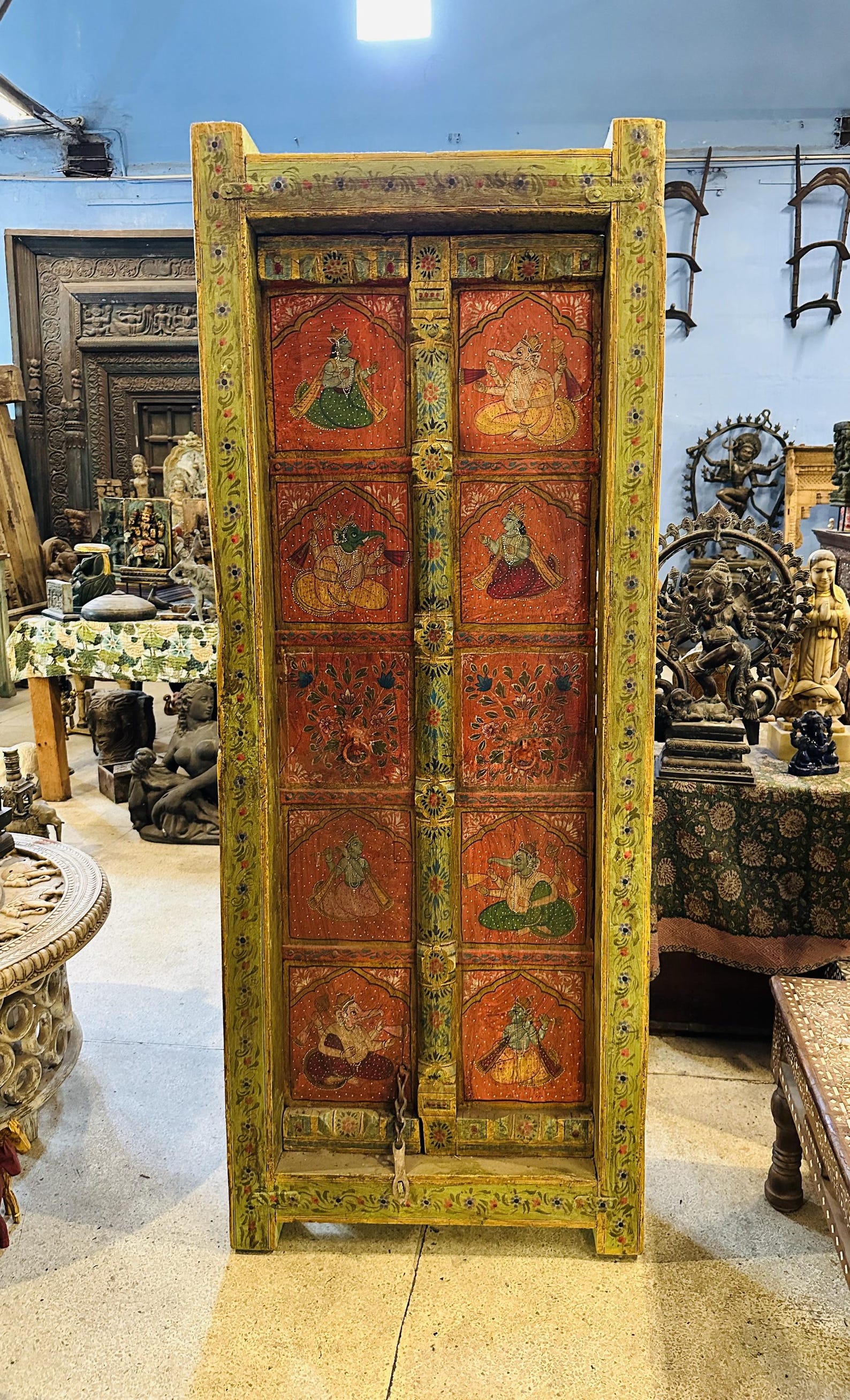 Hand-crafted God Print Door, Lord Ganesh Print Indian Door, Hand ...