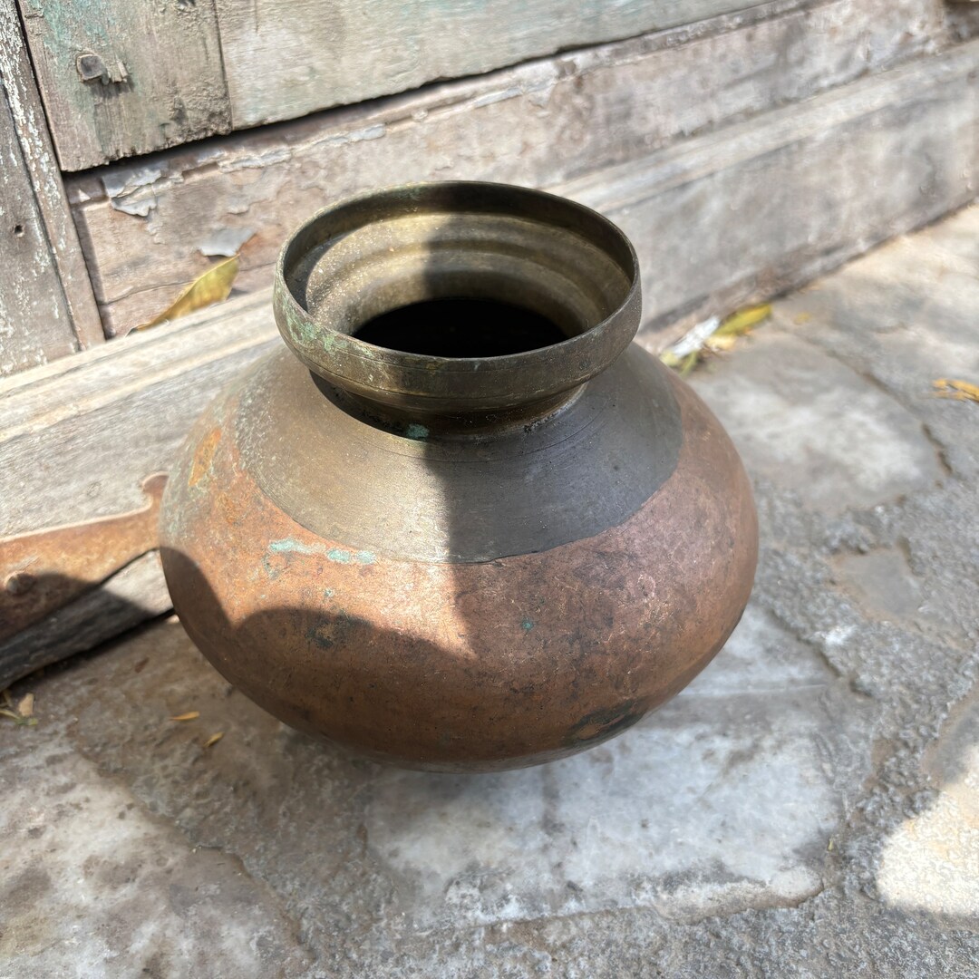 Antique Indian Brass Real Old Hindu Deity Water Pot Brass Vase Pot Old ...