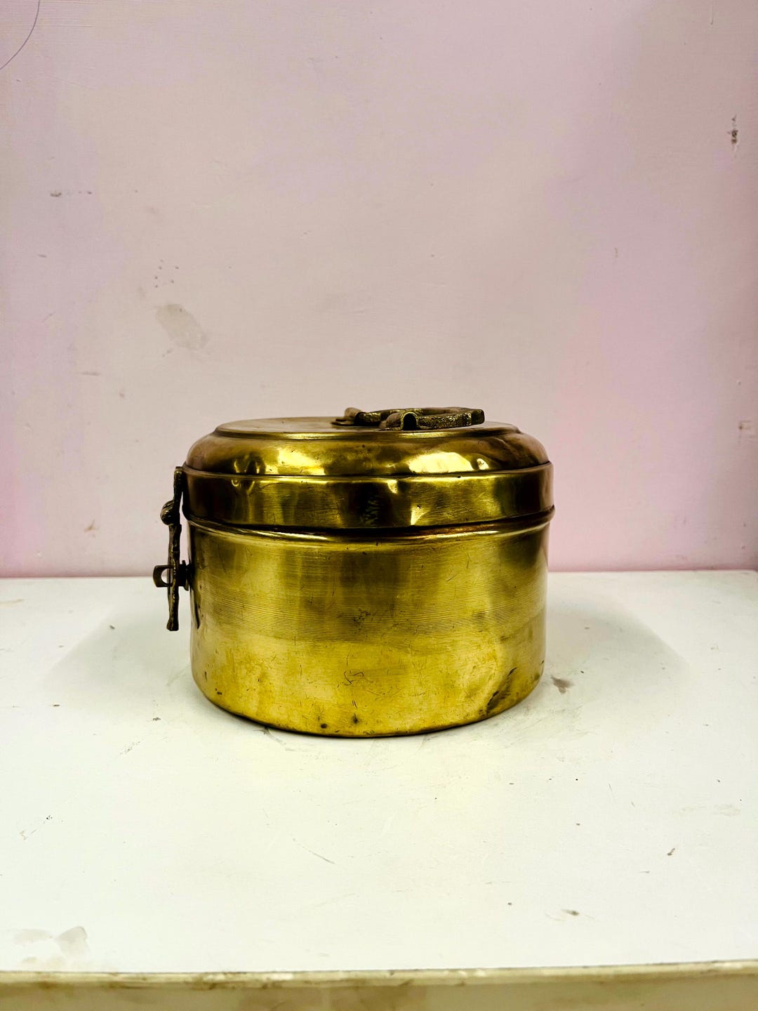 Handcrafted Indian Antique Brass Storage, Container Solid Snacks ...