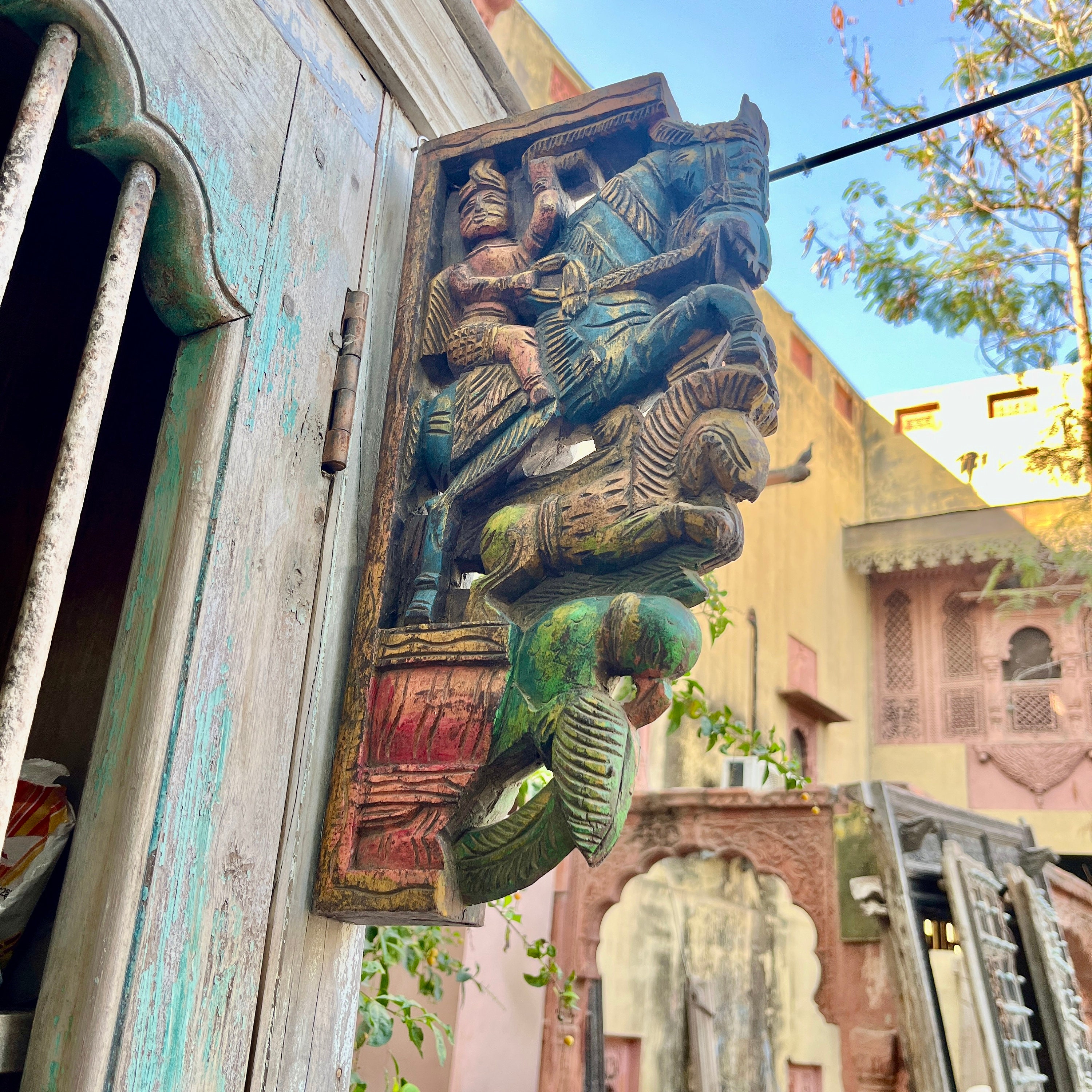 Wooden Painted Horse and Yali Wall Panel,fine Carved Animal Corbels ...