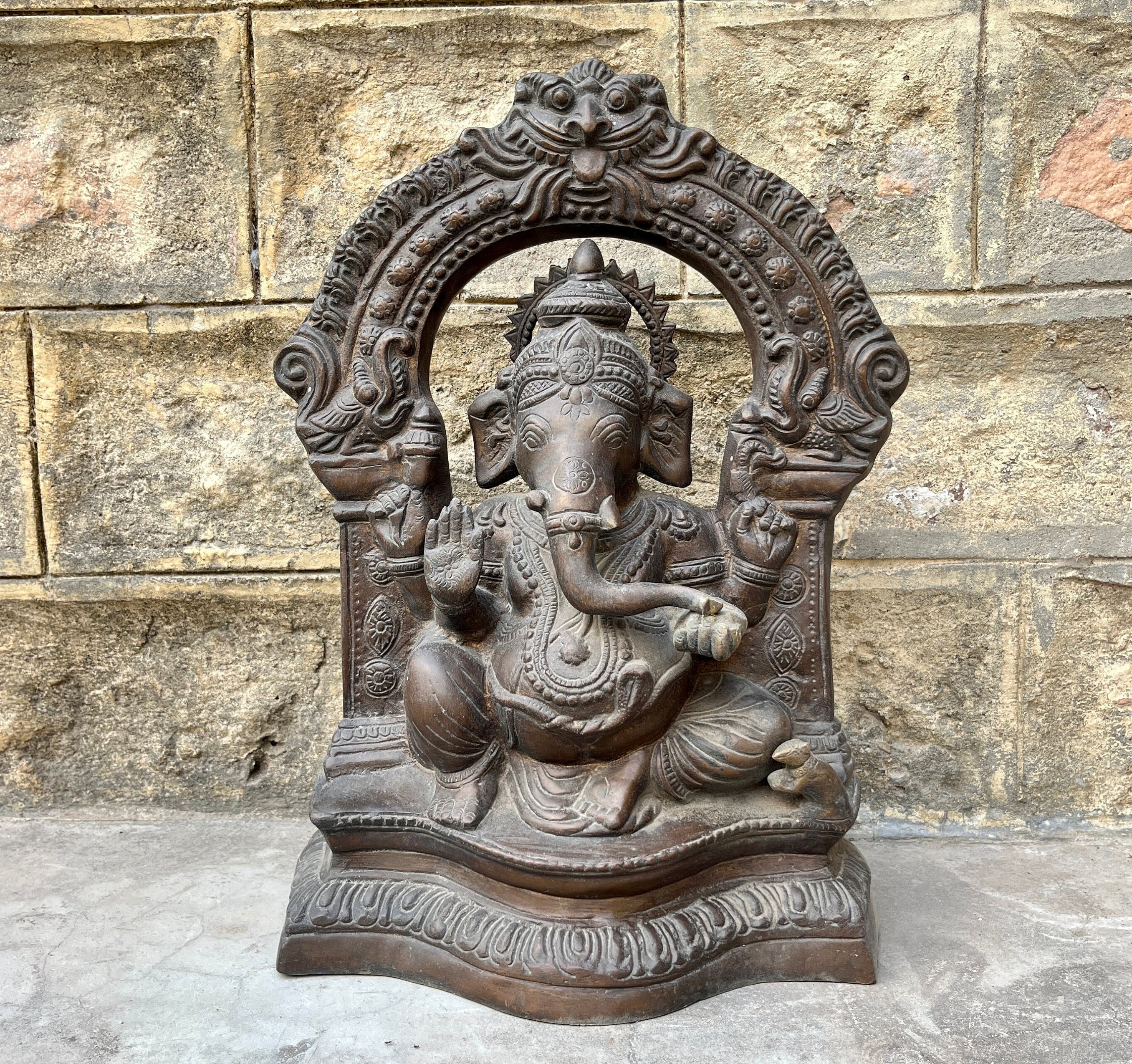 Hindu God Deity, Lord Ganesha Bronze Carved Statue, Indian Bronze Art ...