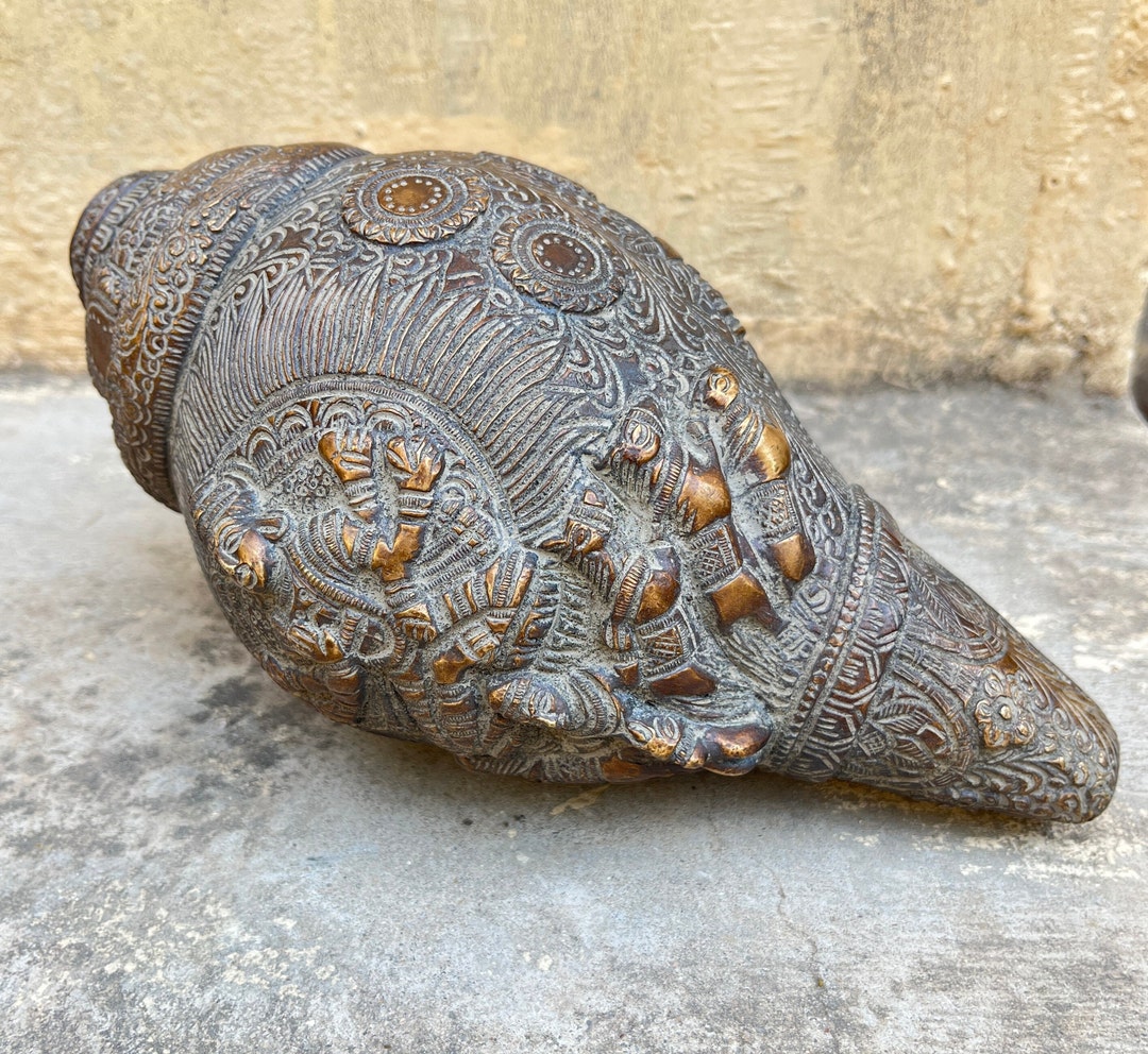 Hindu Symbol of Purity, Dashavtar Lord Vishnu Bronze Conch Shank, Conch ...