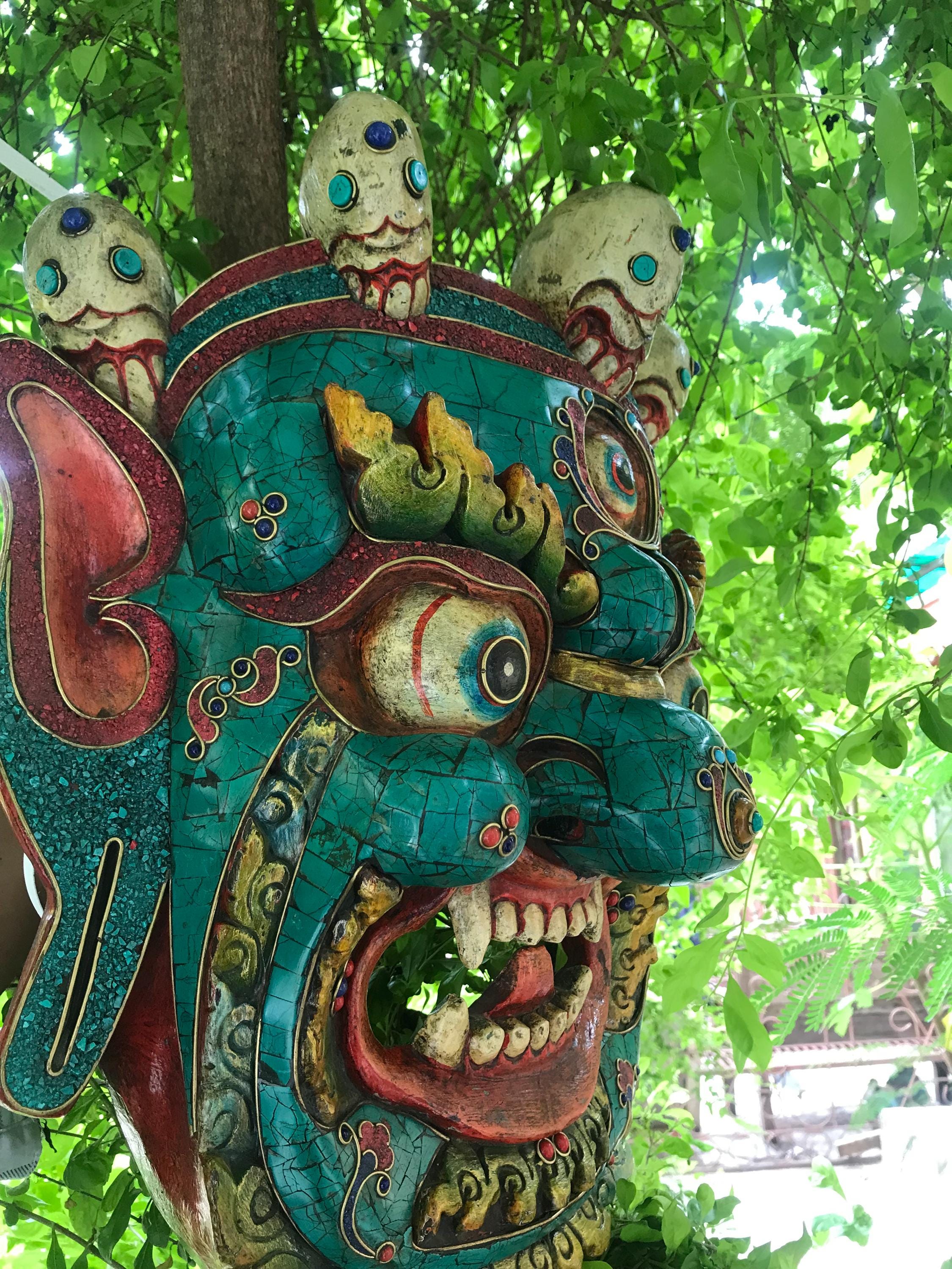 Tibetan Buddhist Mahakala Wall Hanging Wrathful Mask, Mahakal Wall Mask ...