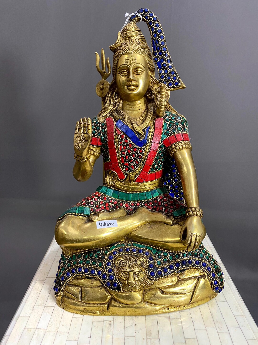 Stonework Mahadev Bronze Statue, Sitting Shiva Statue Temple Decor, God ...