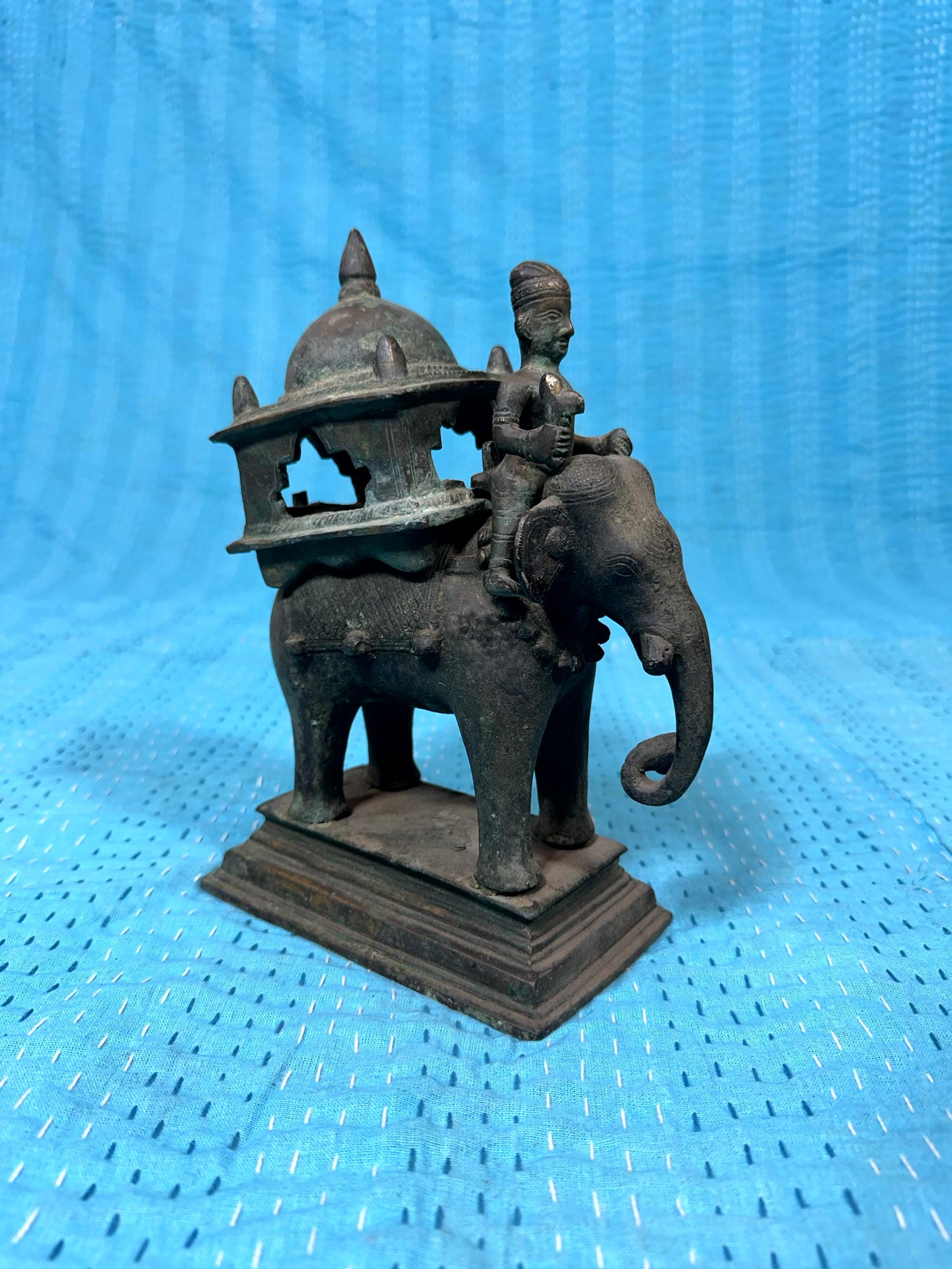 Elephant of King, Bronze Elephant Riding Man Statue, Old Elephant Art ...