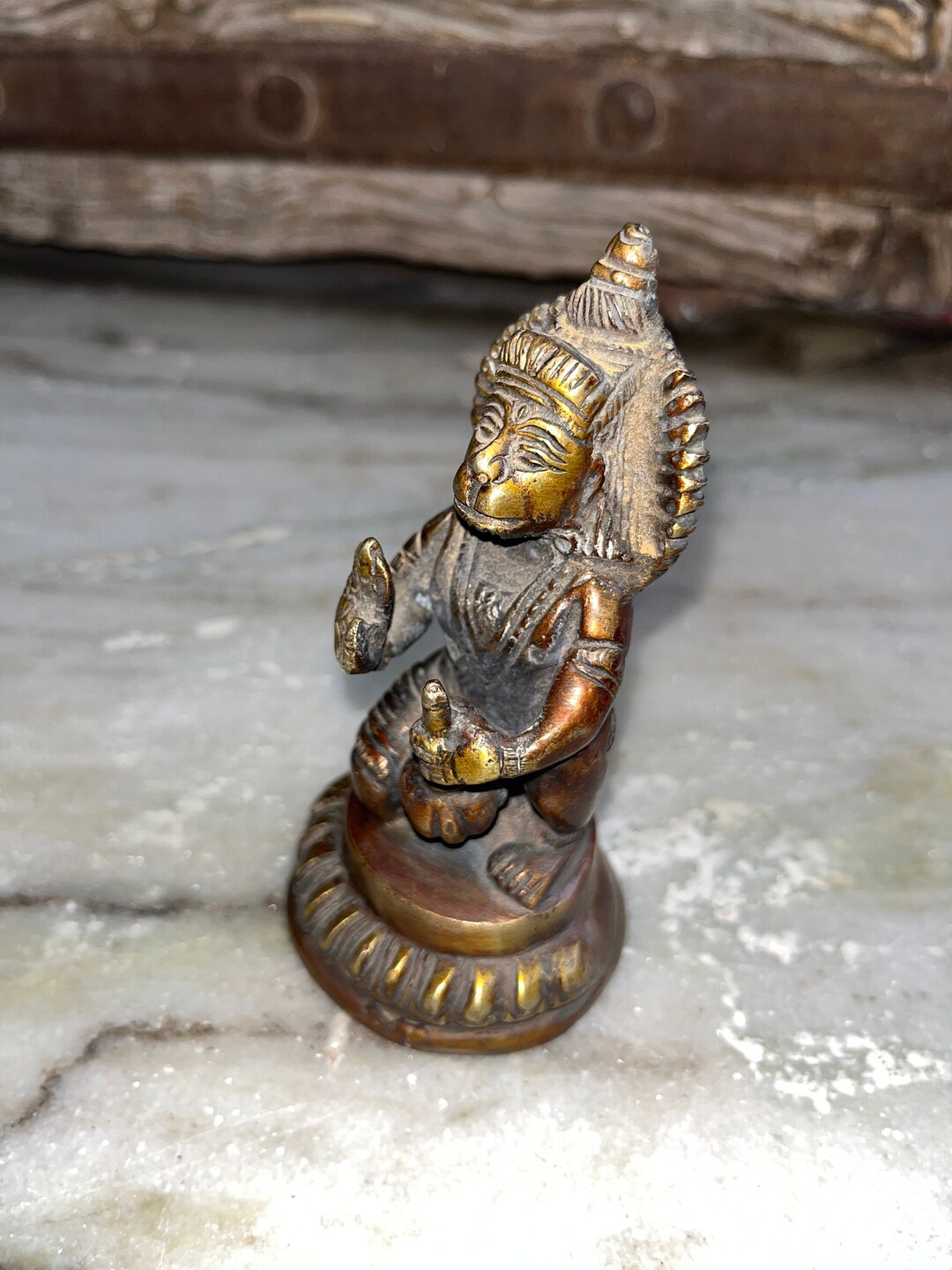 Brass Sitting Hanuman Statue, Lord of Victory, Bajrangbali Figurine ...