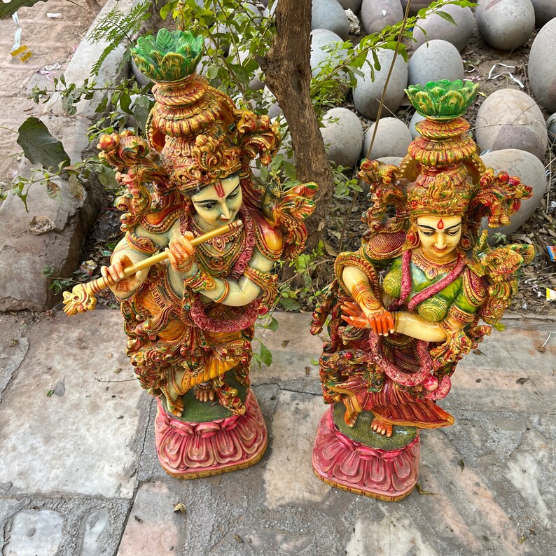 Beautiful Radha Krishna Set of 2 Statue, Couple Gift, Indian Art, Gods ...
