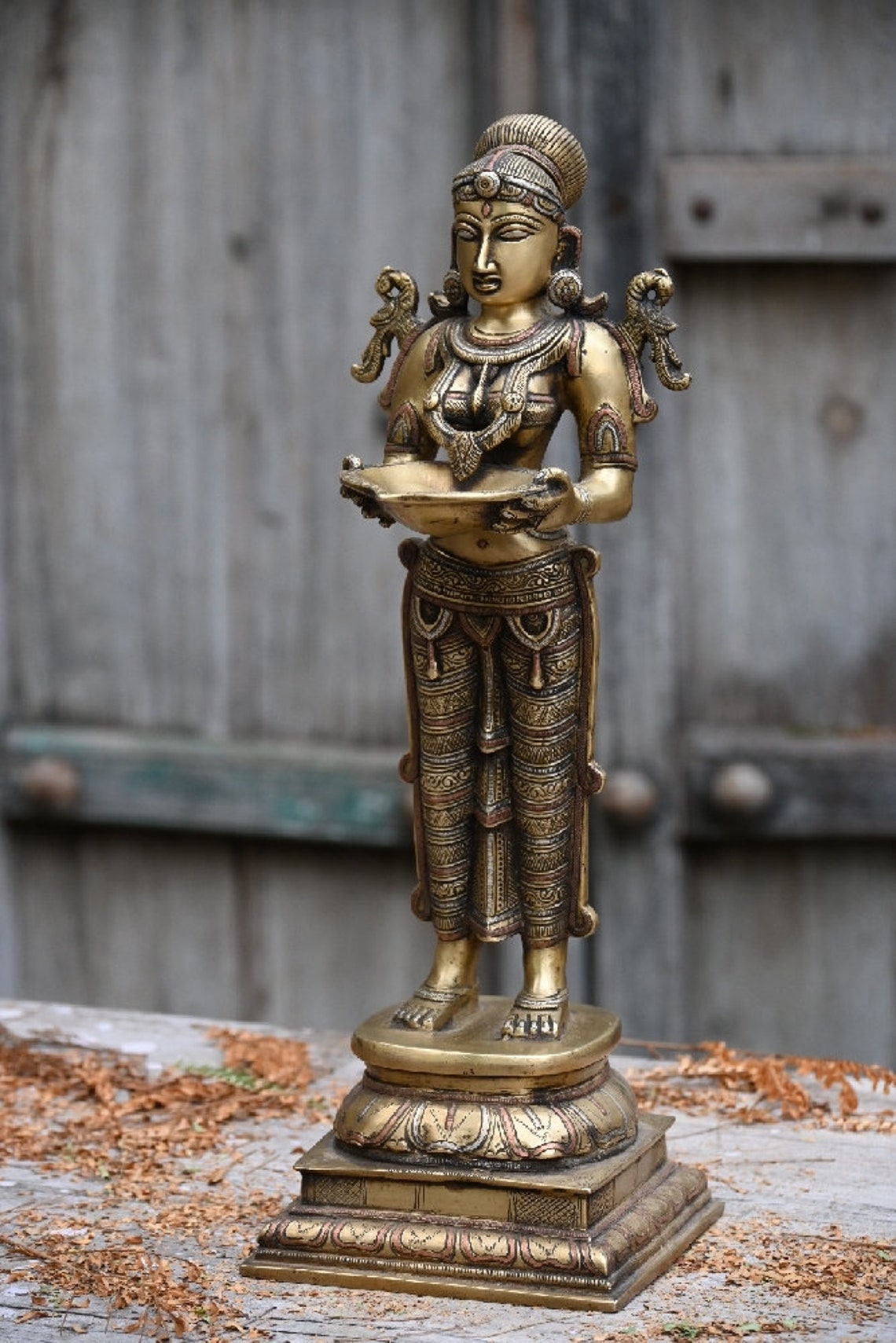 Brass Deepalakshmi Idol, God of Good Luck, Indian Handicraft, Goddess ...