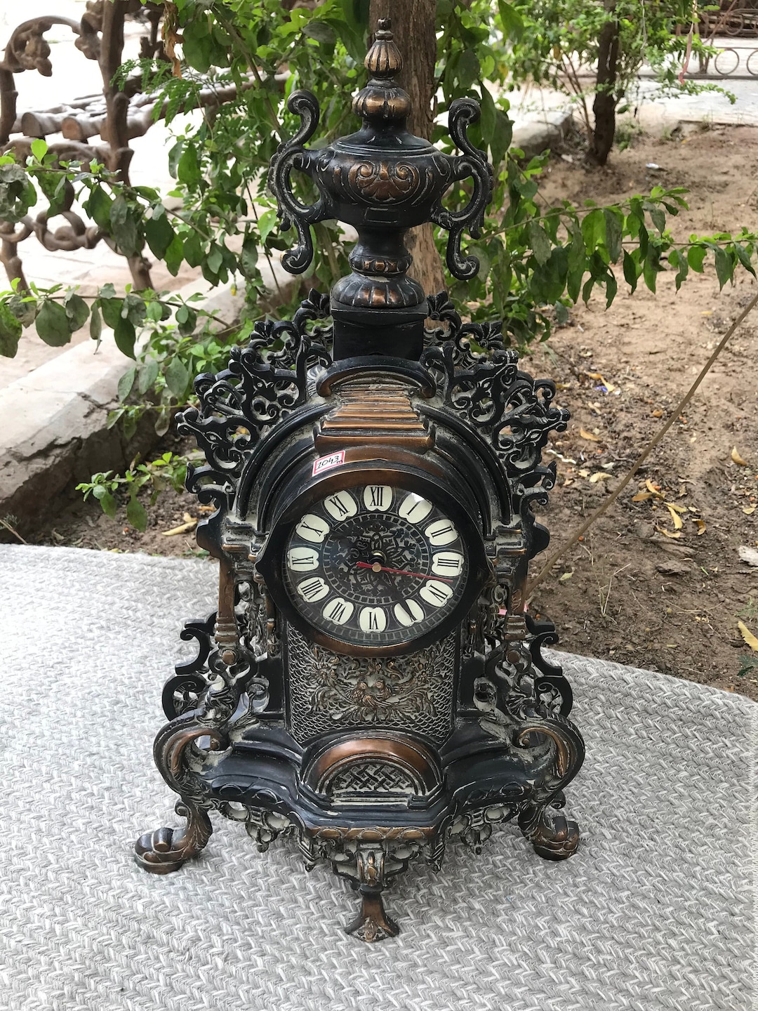 Old Fireplace Clock, Bronze Roman Counting Tabletop Clock, Vintage ...