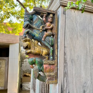 Wooden Painted Horse and Yali Wall Panel,fine Carved Animal Corbels ...