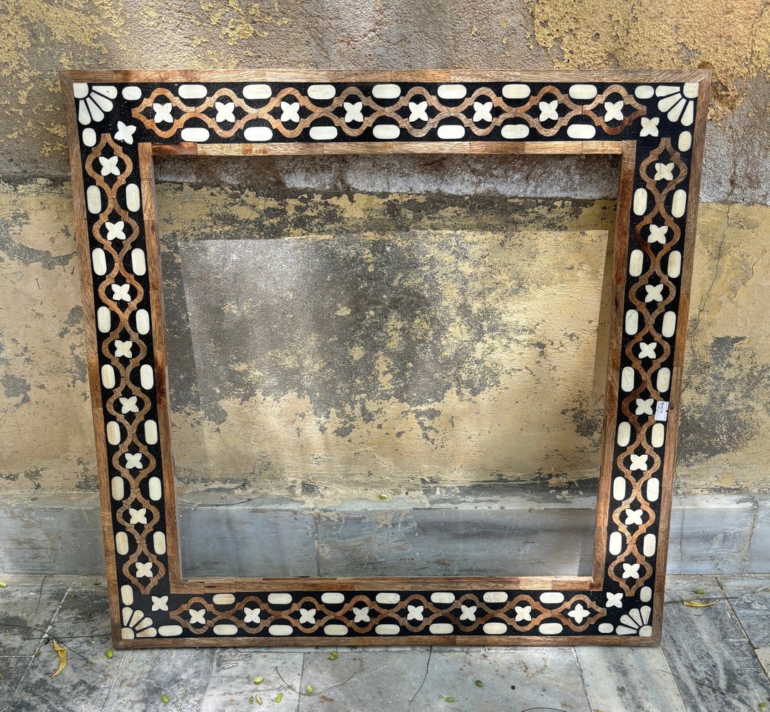 Living, Office, Designer Inlaid Frame, Wooden Bone Inlay Mirror Frame ...